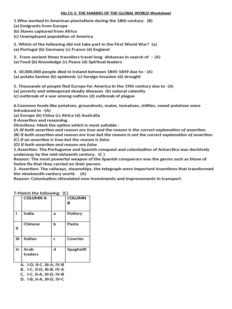 Gr X His L 3 The Making of The Global World Worksheet | PDF