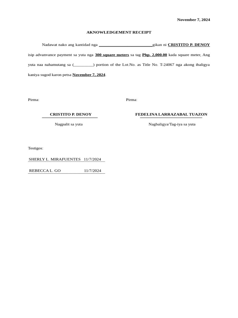 Aknowledgement Receipt | PDF