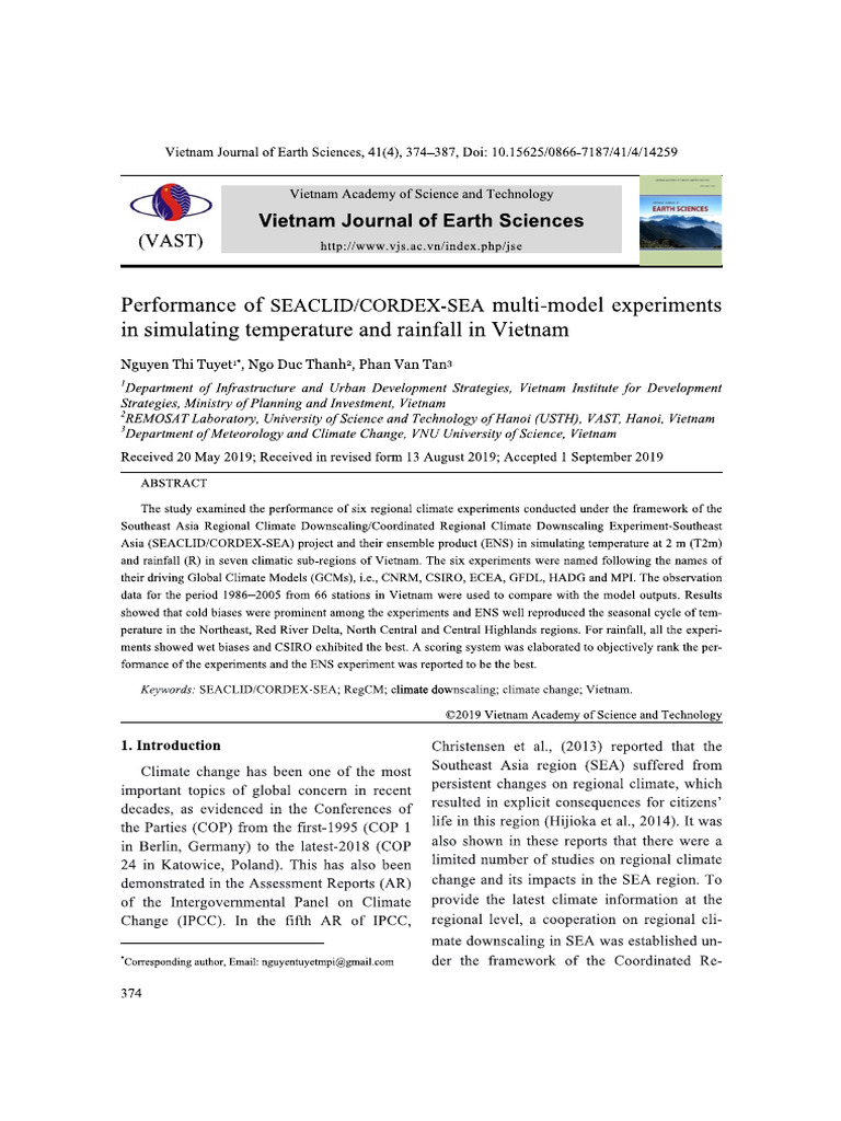 Performance Of Seaclid Cordex Sea Multi Pdf