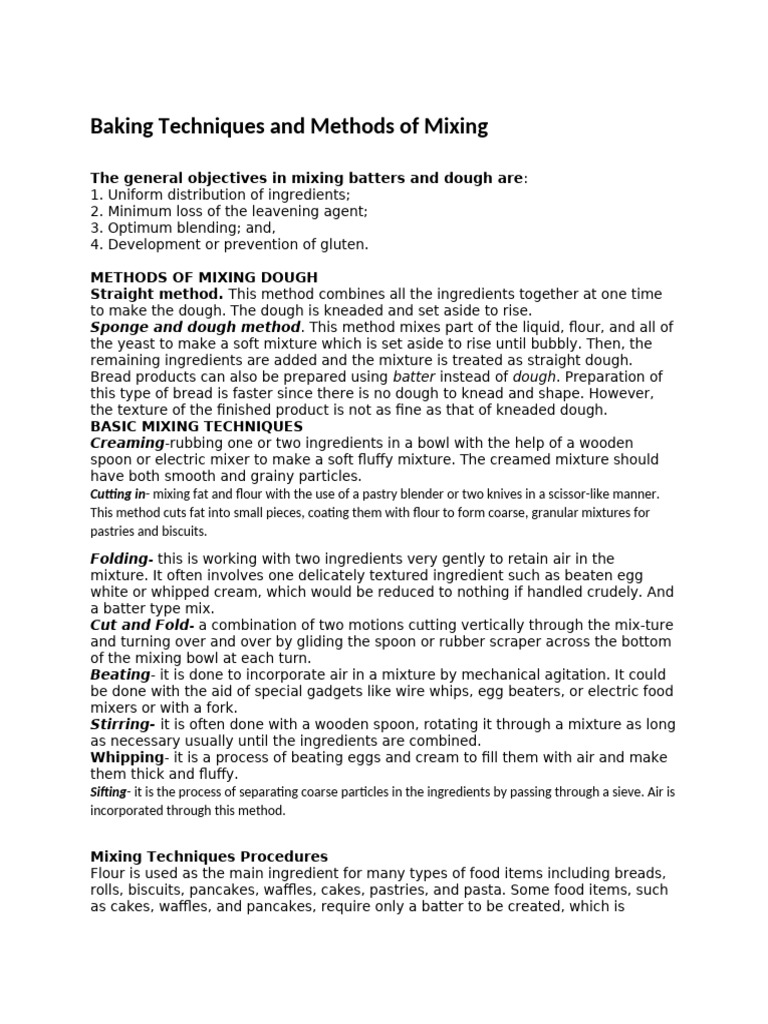 Essential Dough Mixing Techniques | PDF | Dough | Breads