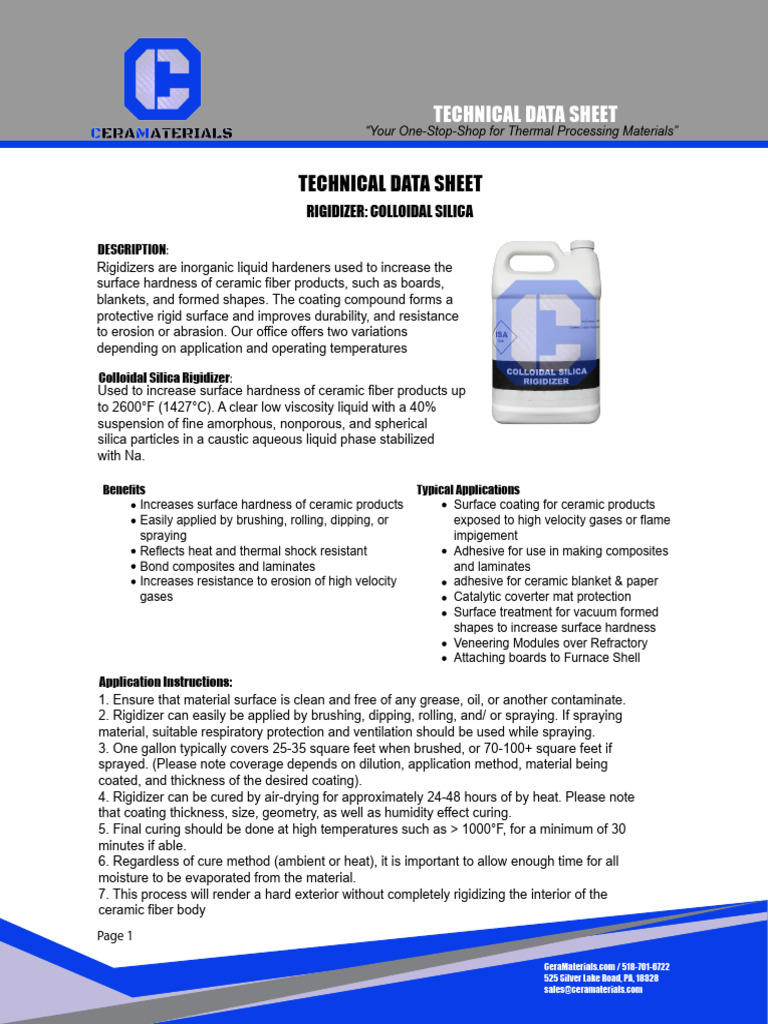 Colloidal Silica Rigidizer Guide | PDF | Ceramics | Silicon Dioxide