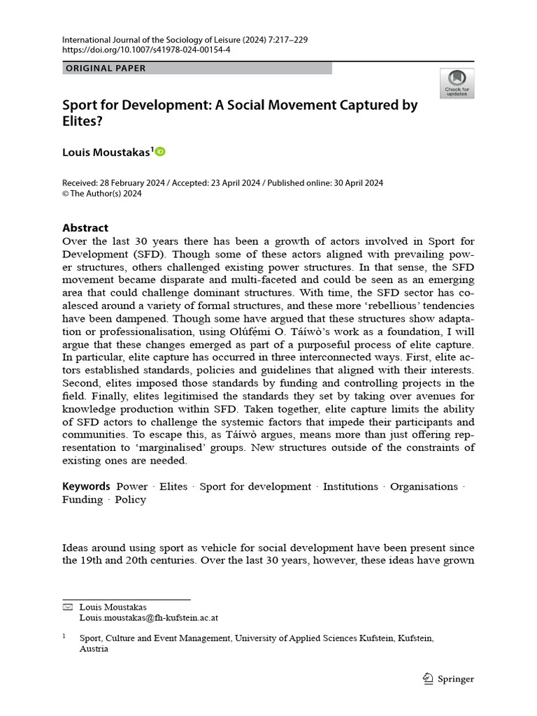Elite Capture in Sport for Development | PDF | Creative Commons License ...