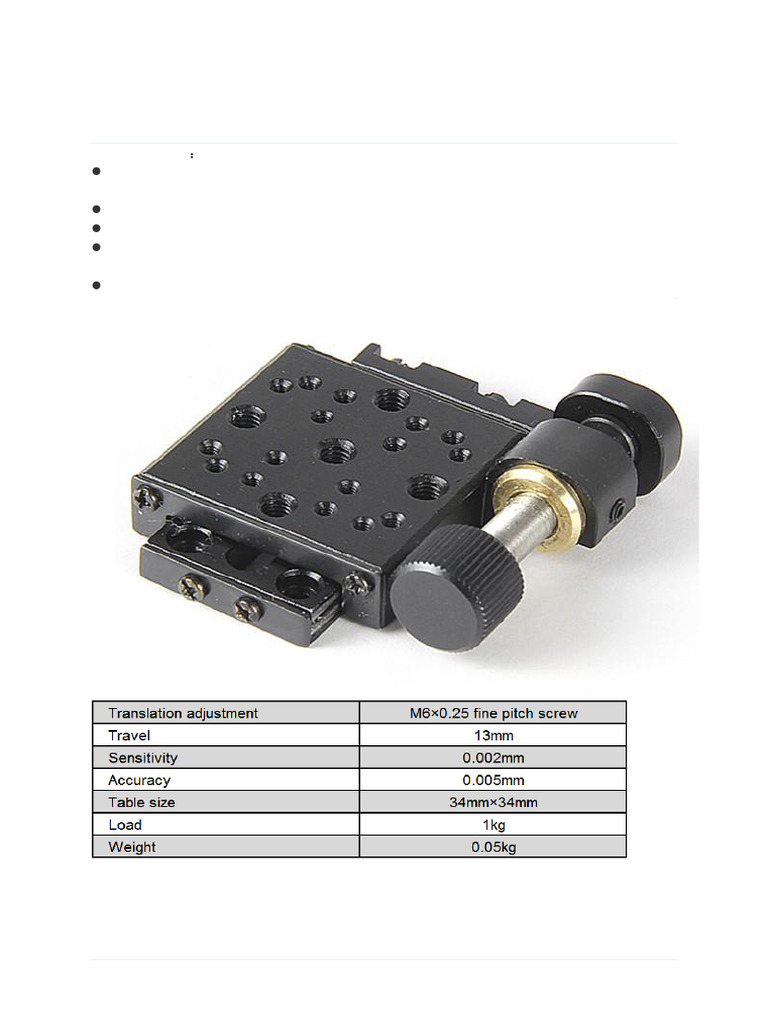 Precision Translation Stages Overview | PDF | Bearing (Mechanical) | Screw