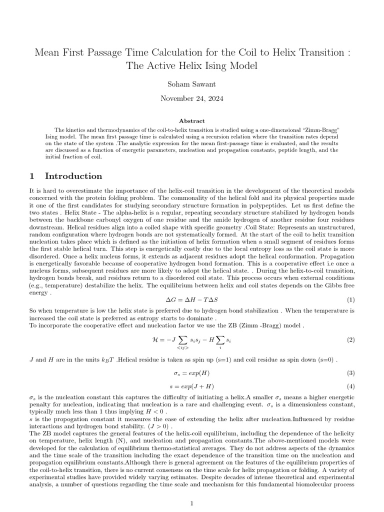 Coil To Helix Transition | PDF | Alpha Helix | Physical Chemistry