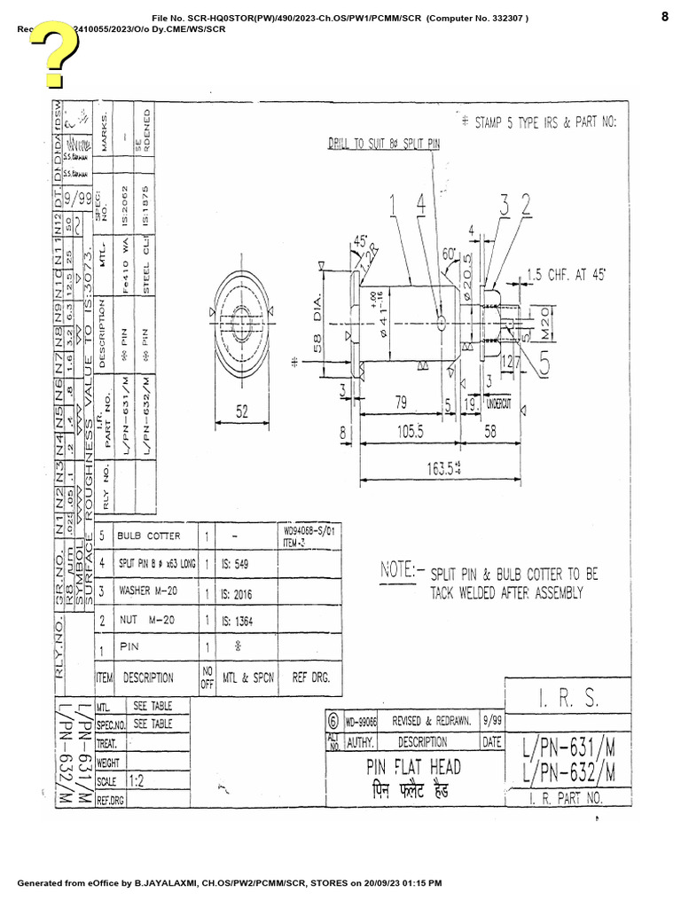 L-PN-631-M & 632-M, Pin Flat Head | PDF