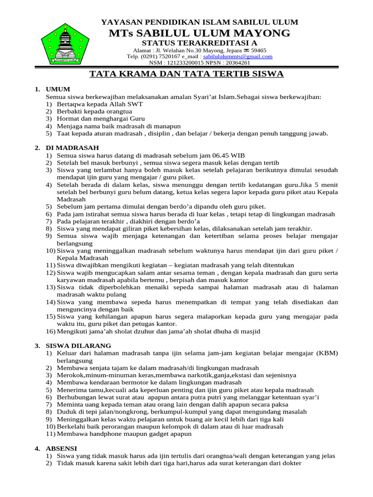 TATA TERTIB SISWA 2425 | PDF