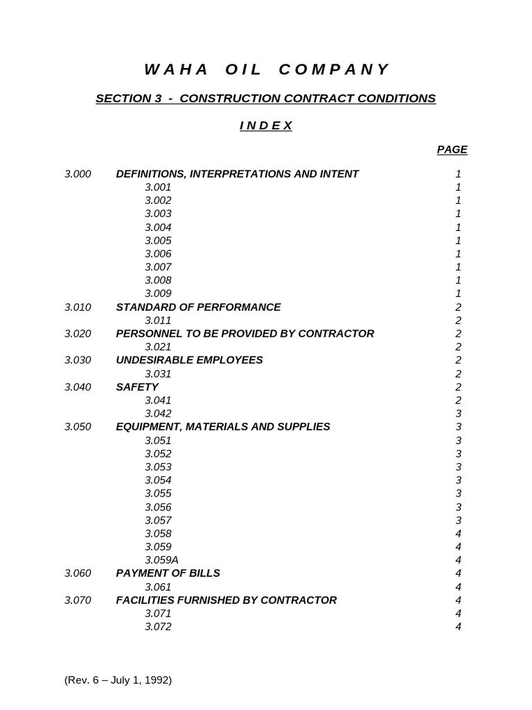 Waha's Construction Contract Conditions | PDF | Employment | Guarantee