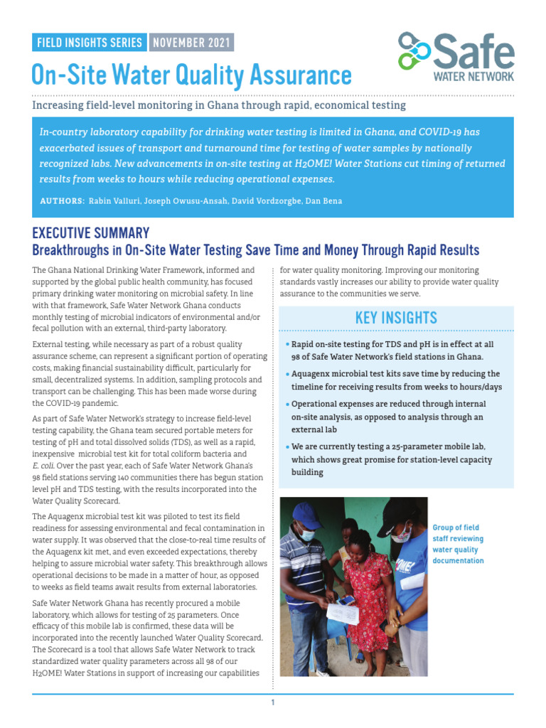 SWN_FIS_On-Site Water Quality Assurance_Nov2021.pdf | PDF | Drinking ...