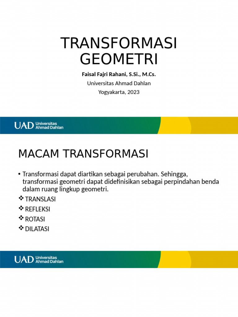 Pertemuan 14 - Transformasi Geometri | PDF