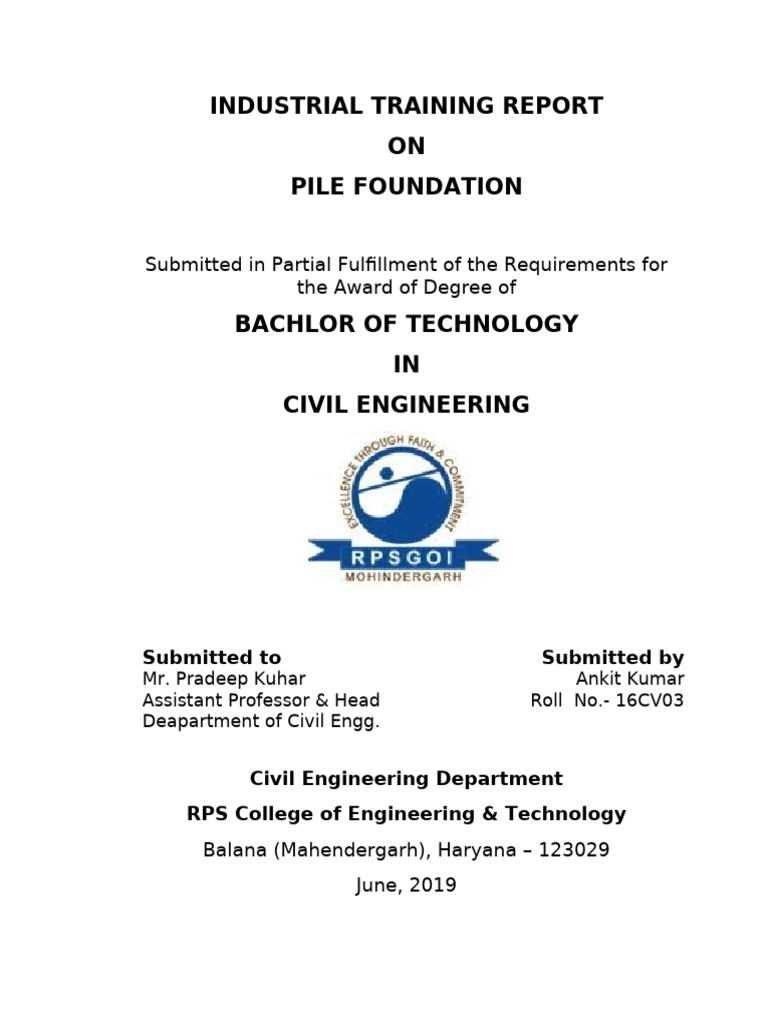 Civil Engg. Pile Foundation Report | PDF