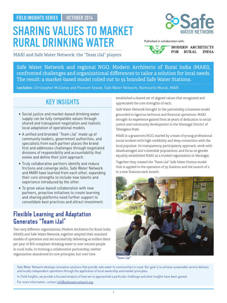 SWN - FIS - SHARING VALUES TO MARKET RURAL DRINKING WATER - Oct 2014 ...