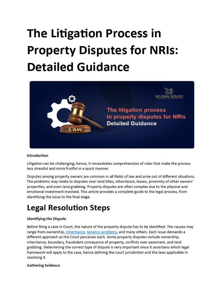 The Litigation Process in Property Disputes For NRIs Detailed Guidance ...