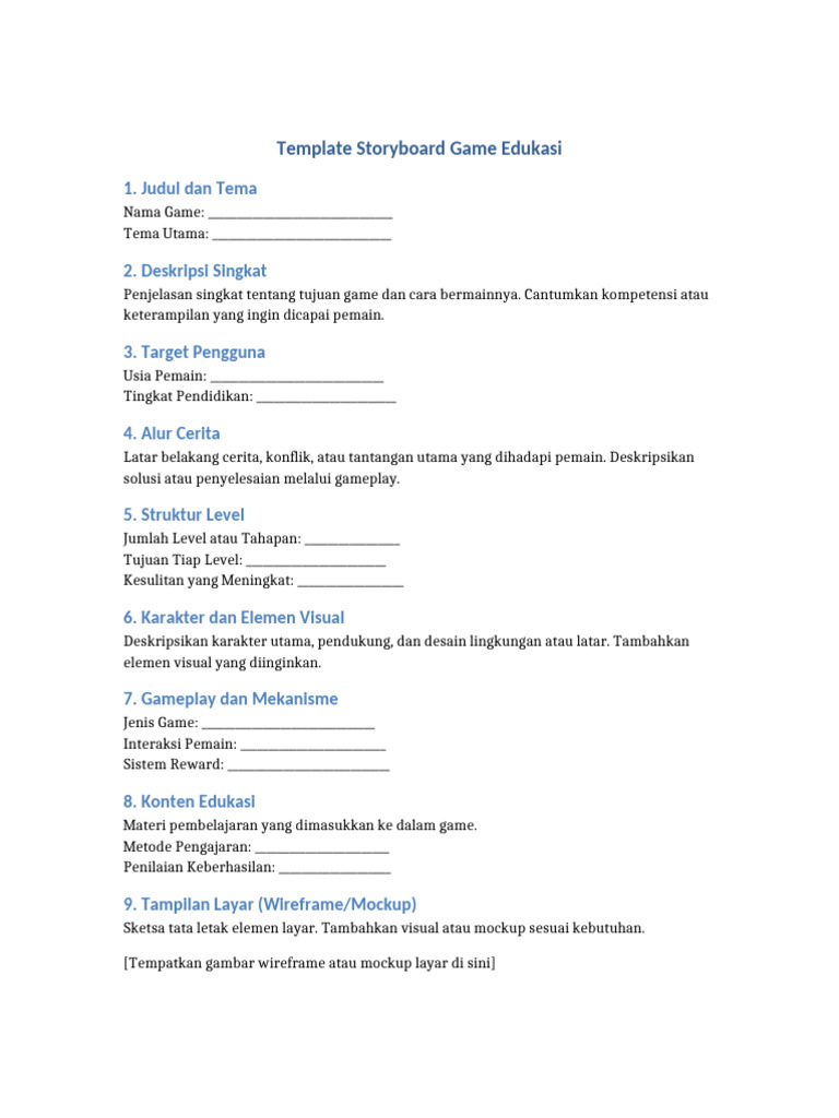Storyboard Game Edukasi Template Updated | PDF