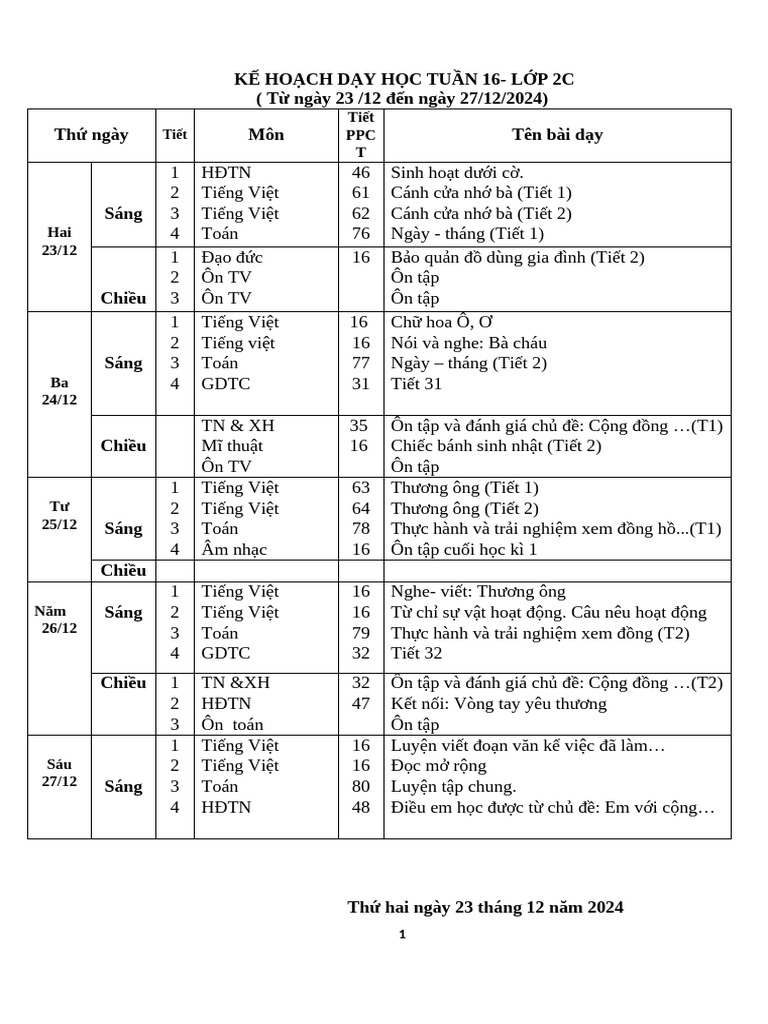 Tuan 16 - lớp 2C | PDF