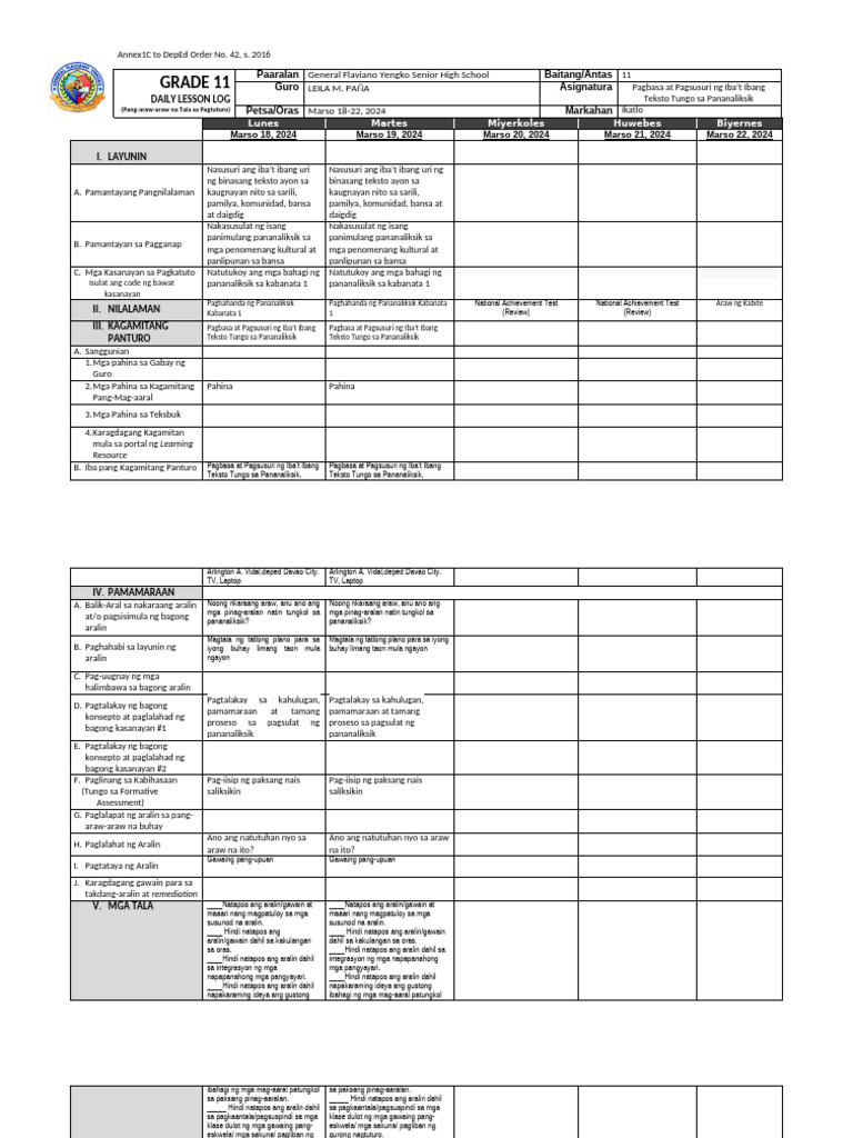 DLL Pagbasa Q3 W8 | PDF