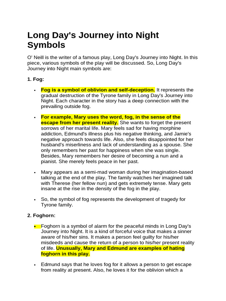 Long Day's Journey Into Night Symbols | PDF