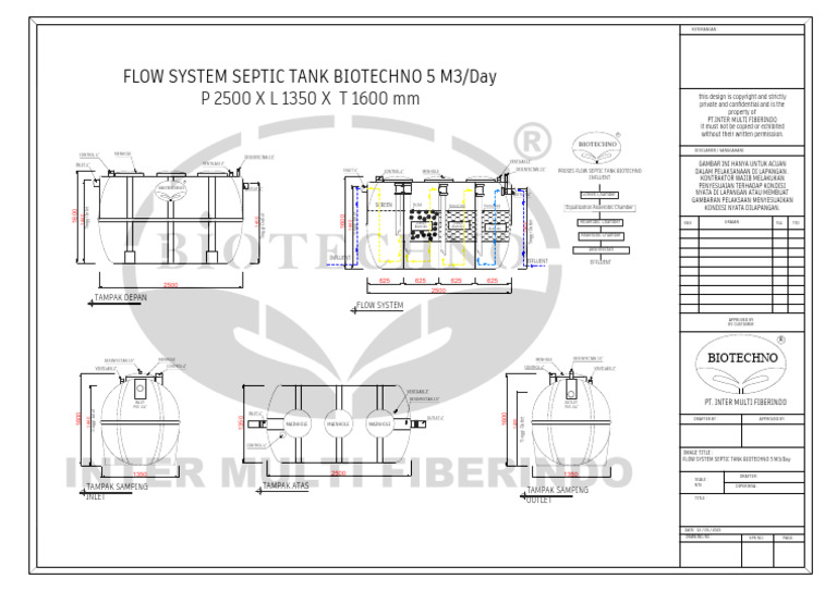 SEPTIC TANK BIOTECHNO 5 M3 (P 2500 X L 1350 X T 1600 MM) - Detail Body ...