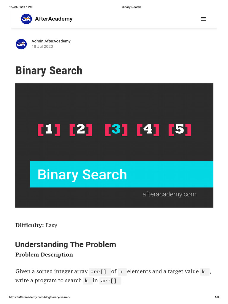 Binary Search | PDF | Mathematical Logic | Computer Science Binary Search | PDF | Mathematical Logic | Computer Science