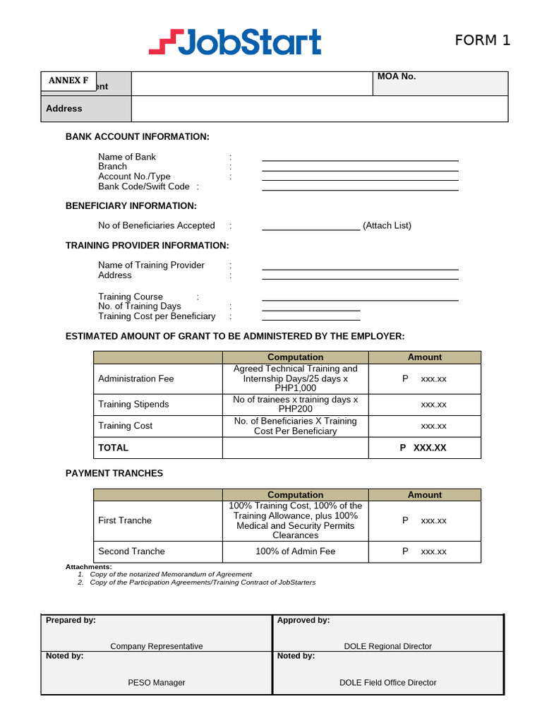 Annex E & F - 1st & 2nd Tranche Documents | PDF | Unemployment Benefits