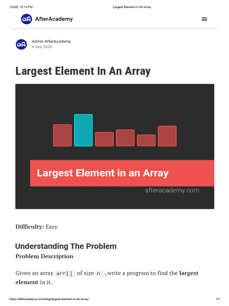 Largest Element In An Array | PDF | Time Complexity | Software Engineering