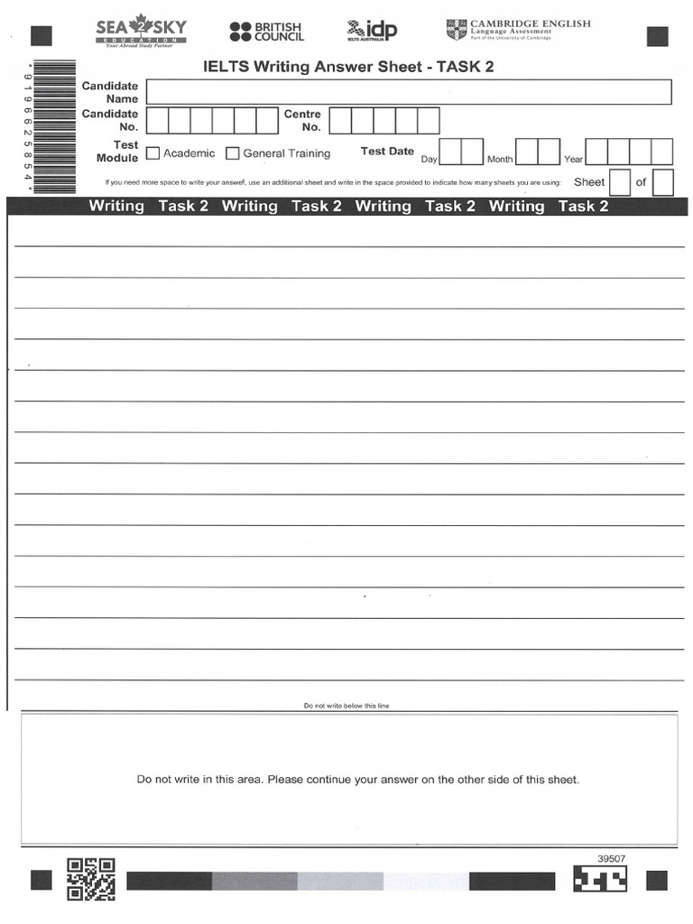 Writing Answer Sheet_Task2 | PDF