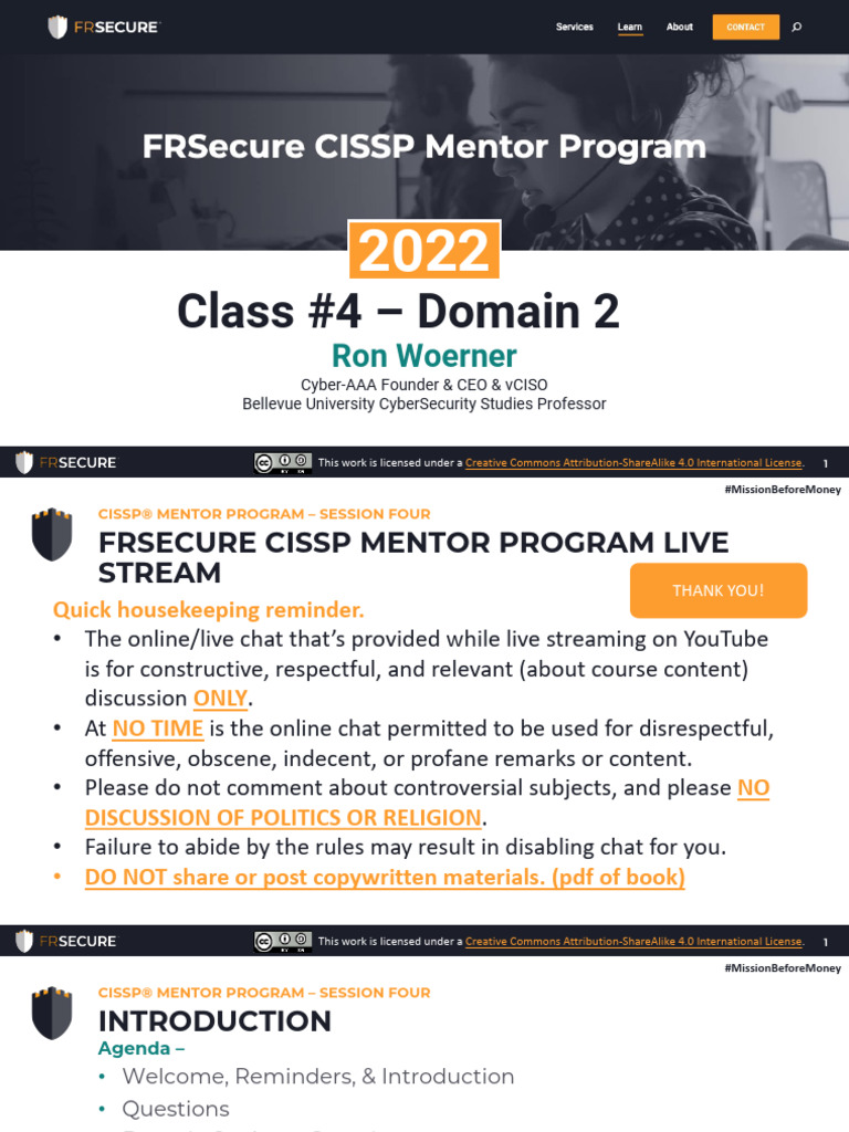 2022 FRSecure CISSP Mentor Program - 2022 - Class Four | PDF | Information Security | Asset ...