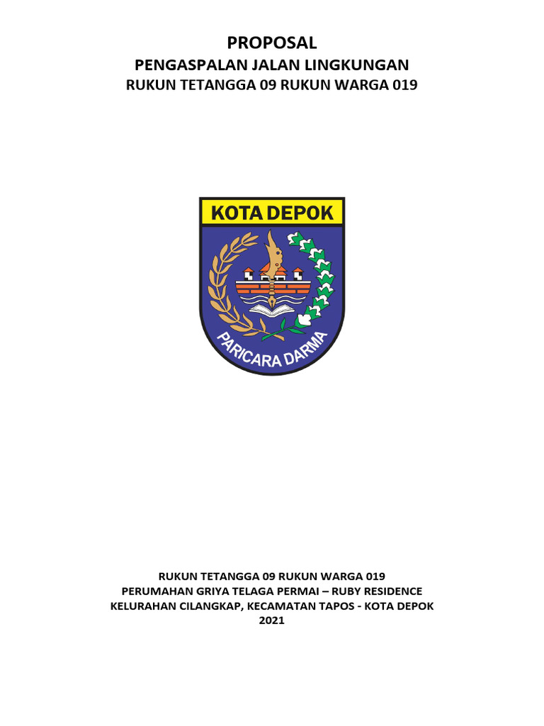 Proposal Pengaspalan Jalan RT 09 Depok | PDF