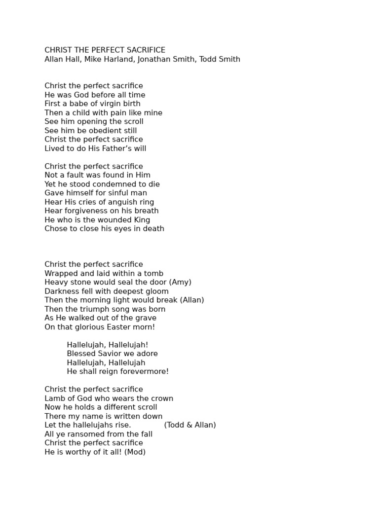 Christ the Perfect Sacrifice Lyrics | PDF