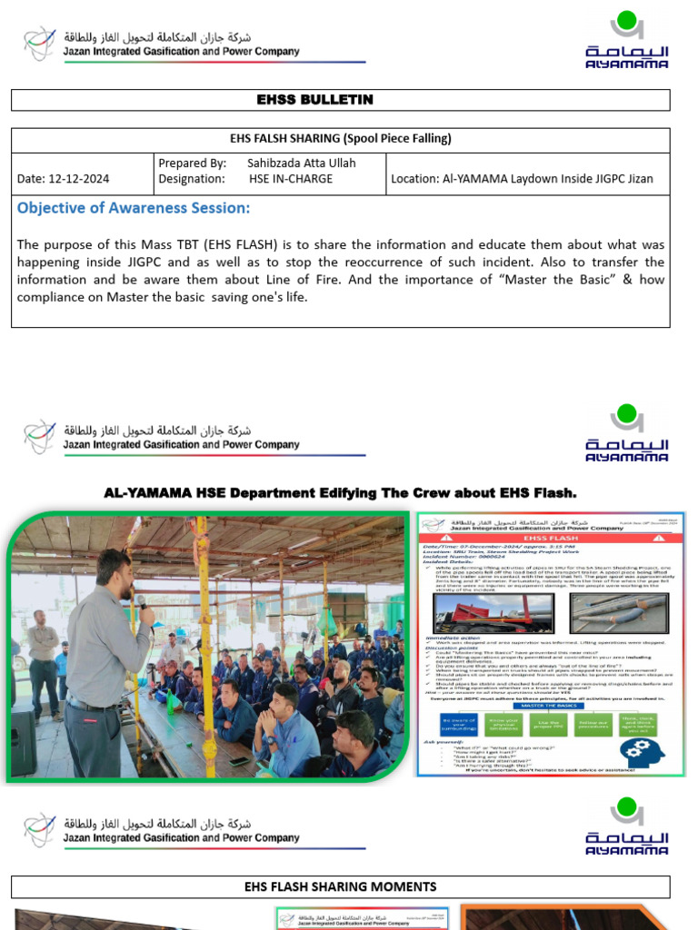 EHS FLASH BULLETIN (Spool Piece Falling) | PDF