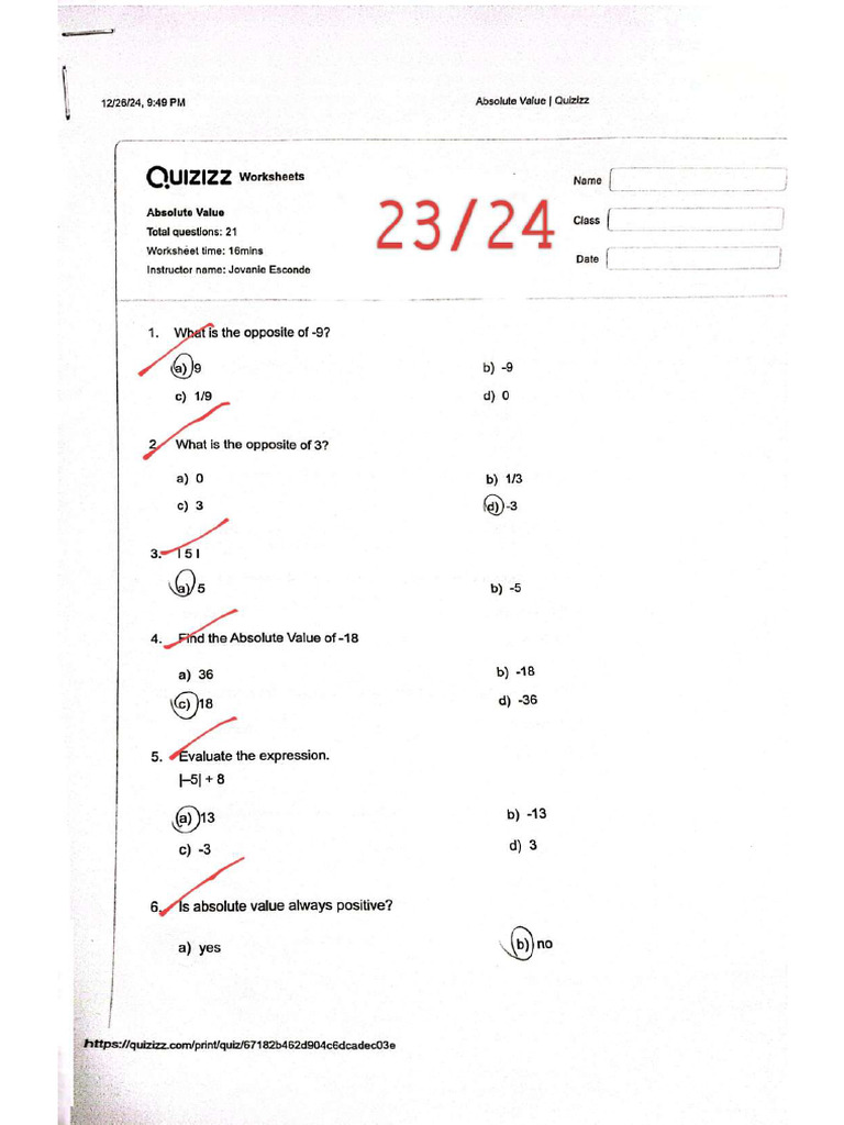 Score - Absolute Value | PDF