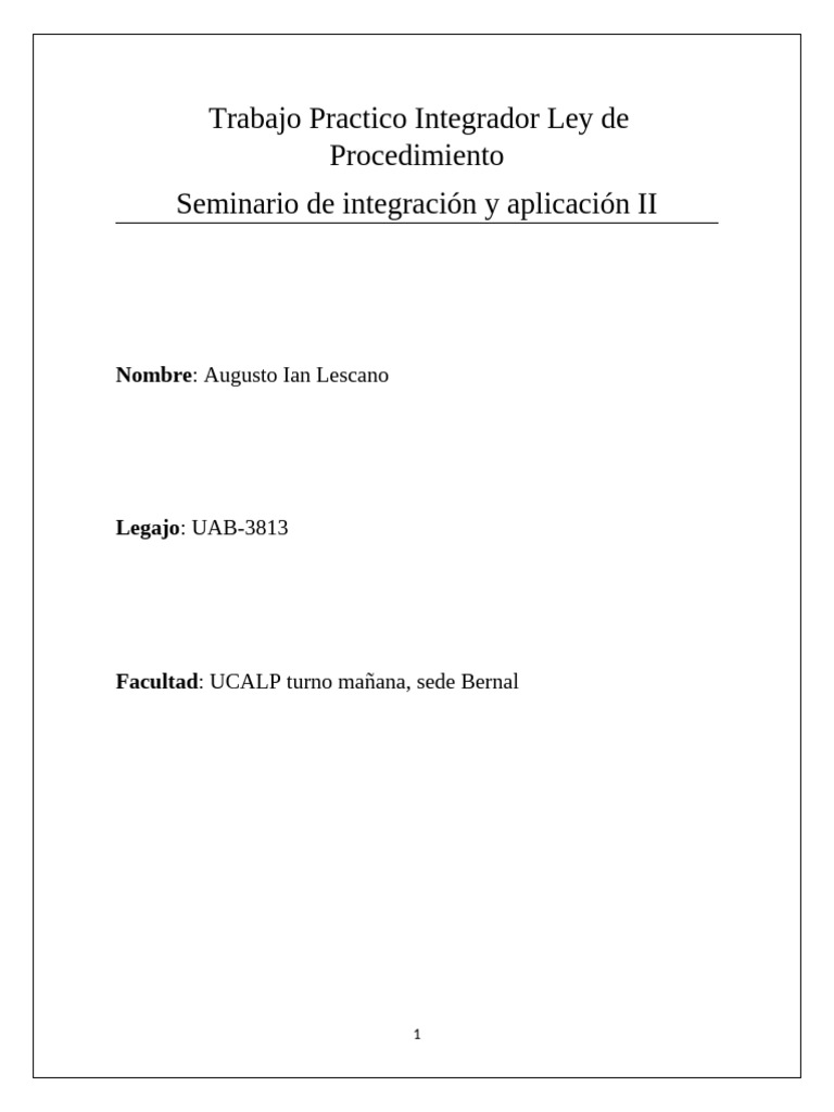 TP Integrador Ley de Procedimiento | PDF | Fiscal | Estatuto de limitaciones