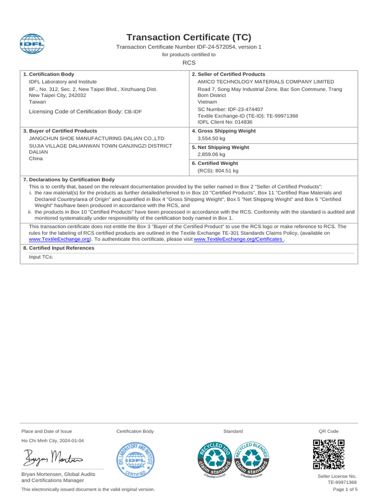Idfl 184034 (24-572054) RCS TC of Jangchun 1-2024 | PDF