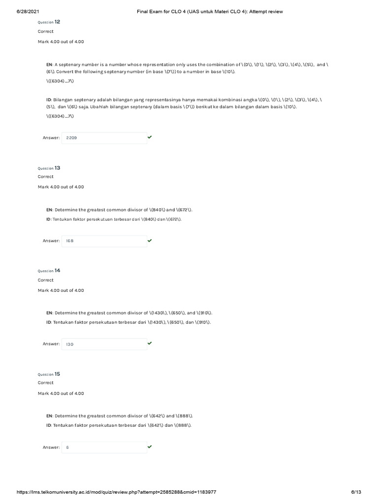 Final Exam For CLO 4 UAS Untuk Materi CLO 4 Attempt Review - PDF 6 | PDF