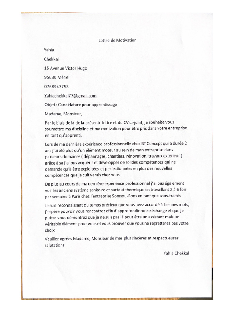 Lettre de Motivation | PDF