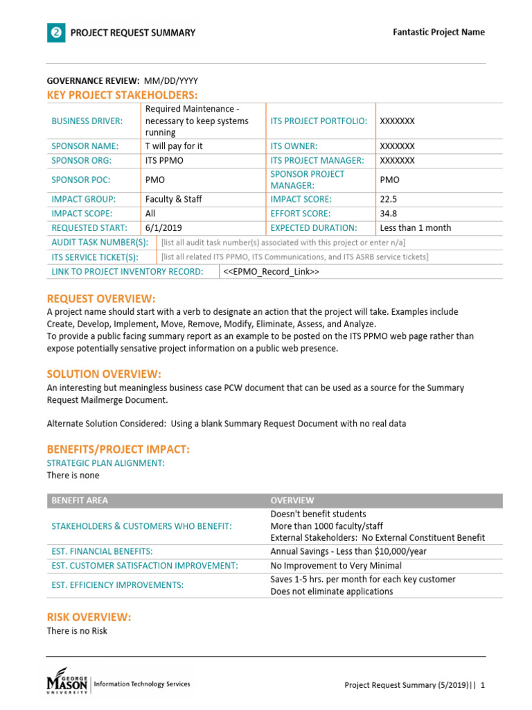 Project Request Summary Overview | PDF | Business