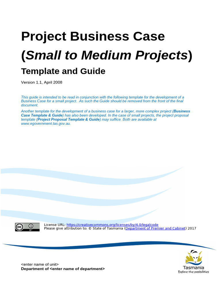 1 Project Business Case Template and Guide for Small to Medium Projects ...