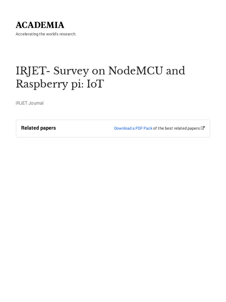 IRJET - Survey On NodeMCU and | PDF | Raspberry Pi | Computer Engineering
