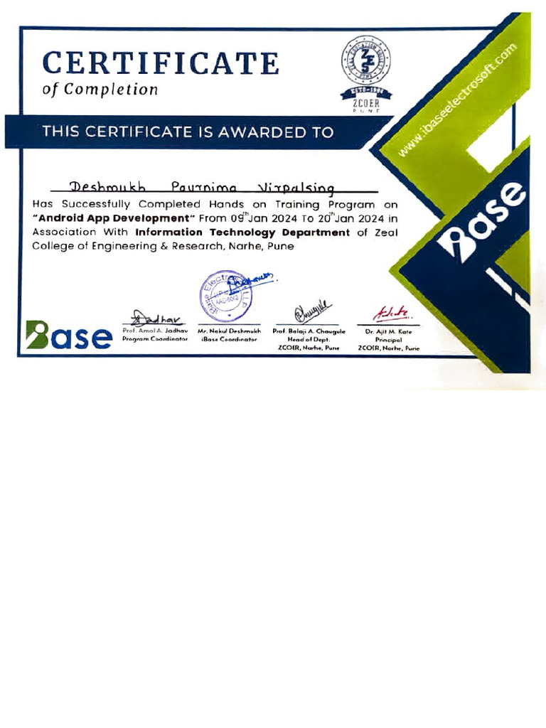 Android App Development Certification | PDF