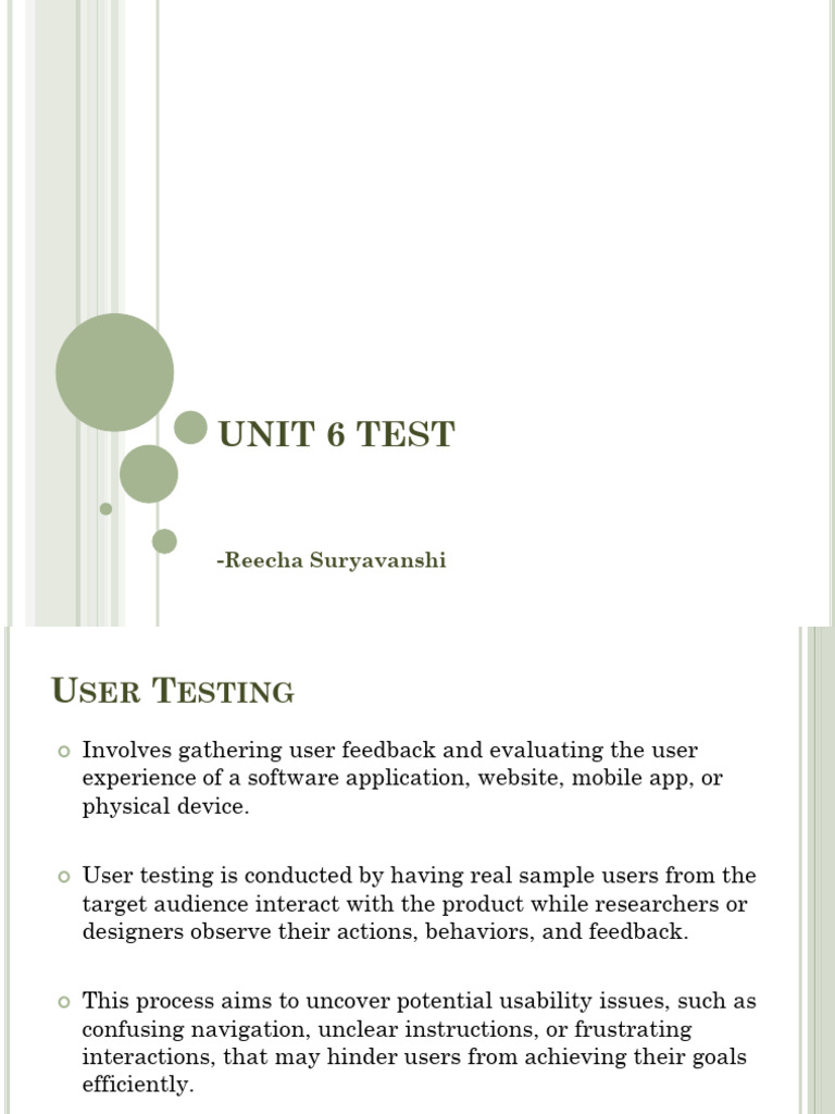 DT unit 6 | PDF | Usability | Software Testing