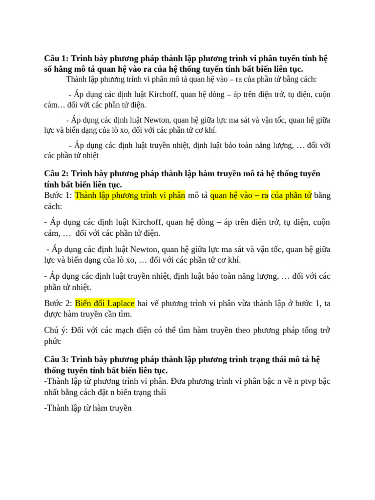 Cau Hoi Bai Tap Lon LTDK | PDF