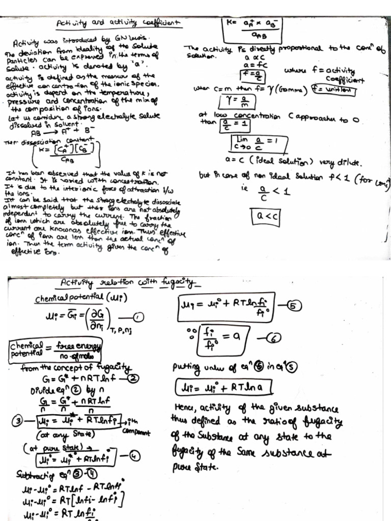 Activity and Activity Coefficient It's Determination | PDF