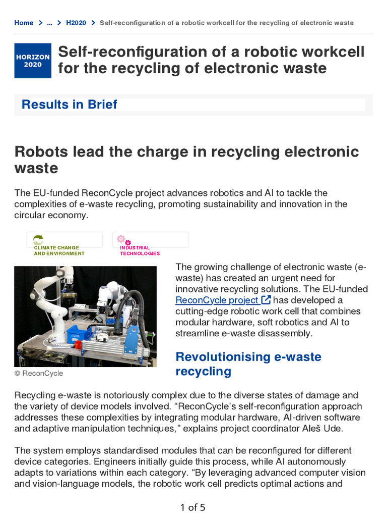 Robots Lead The Charge in Recycling Electronic Waste Revolutionising E ...