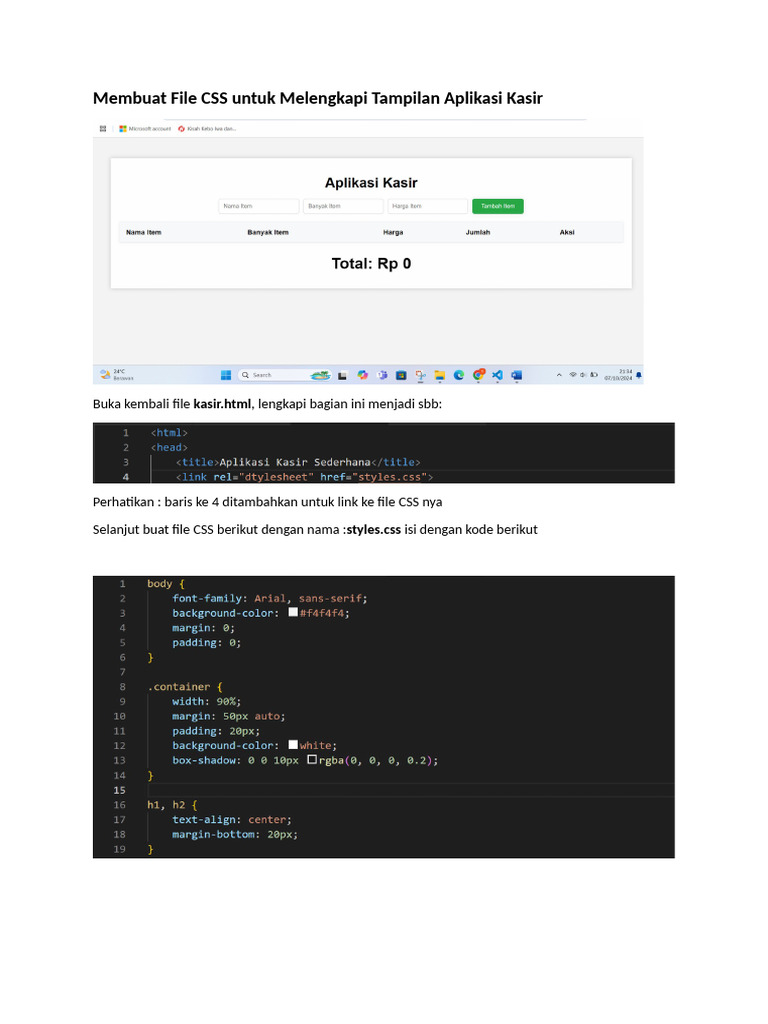 Membuat File Styles - Css Untuk Aplikasi Kasir | PDF