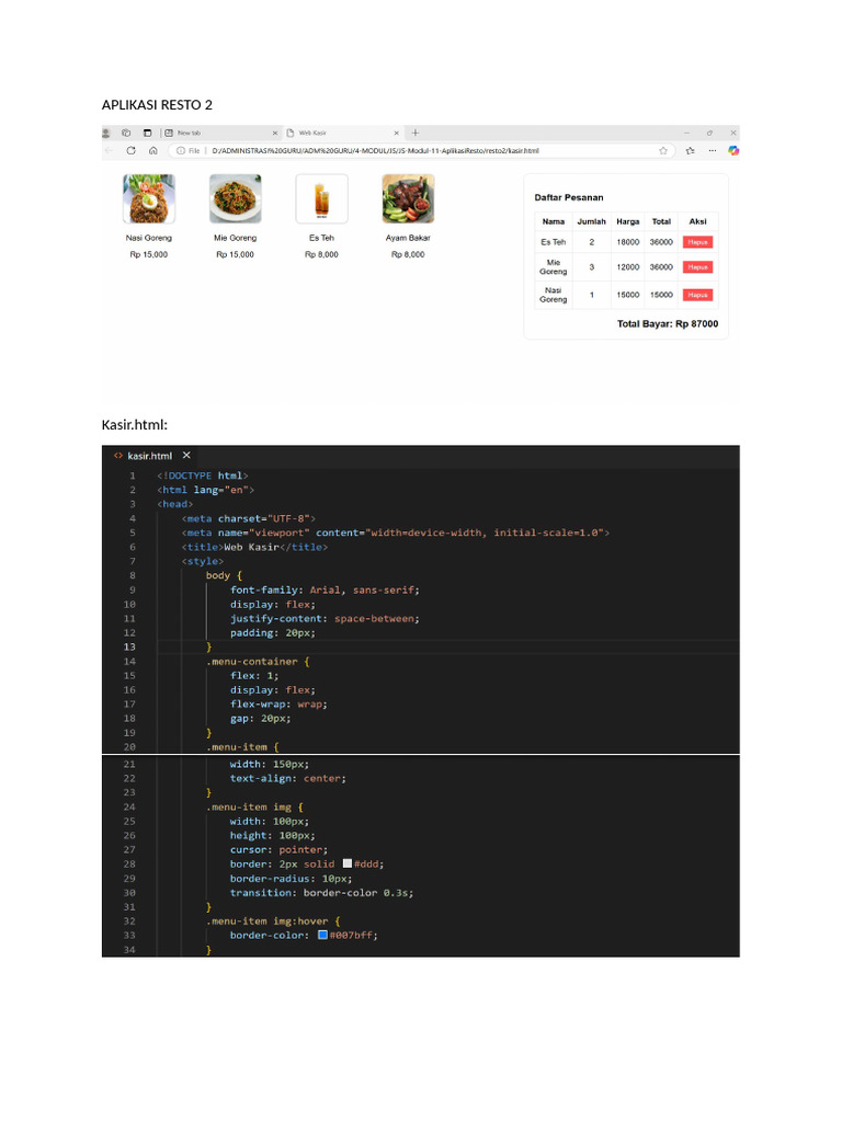 APLIKASI RESTO 2 | PDF