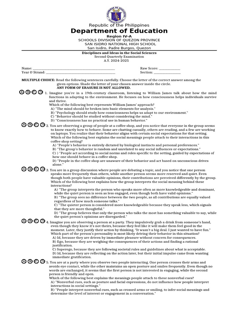 DISS-2ND-QUARTER EXAM | PDF | Id | Gender Studies