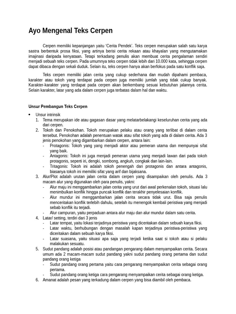 Materi Teks Cerpen | PDF