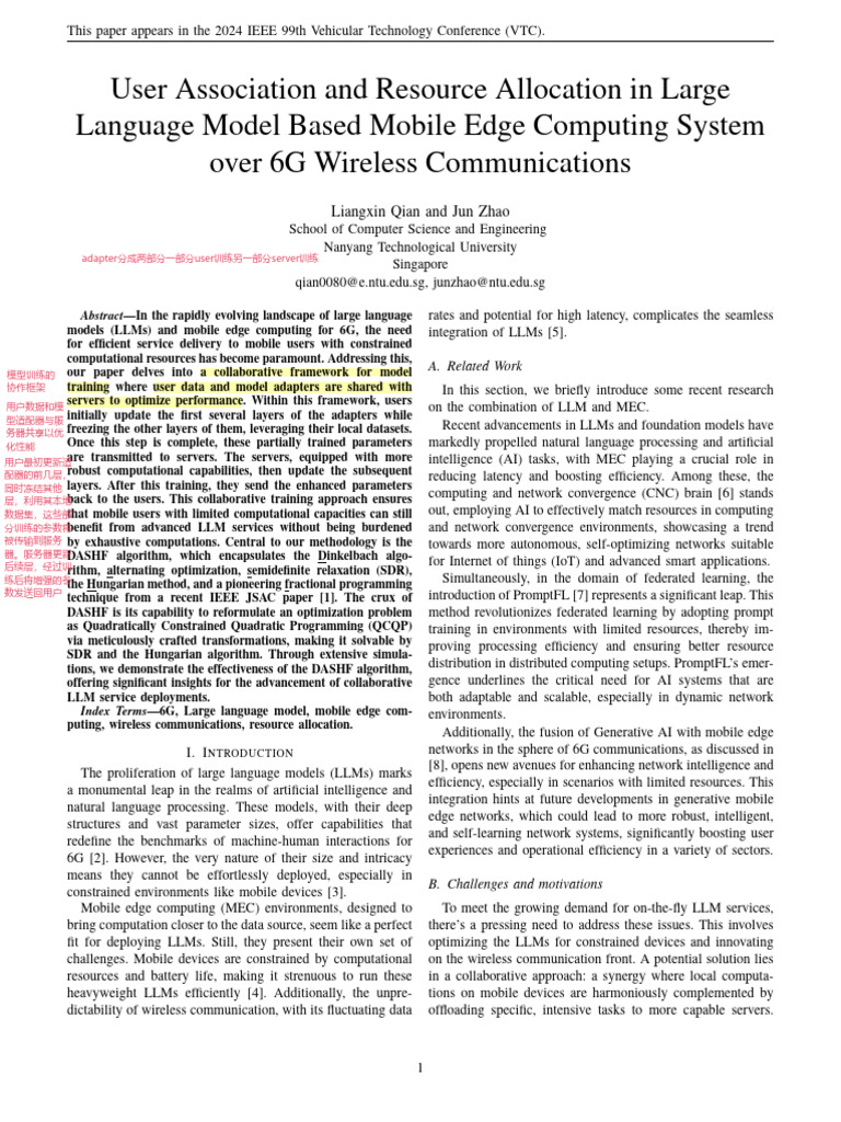 User Association And Resource Allocation In Large Language Model Based