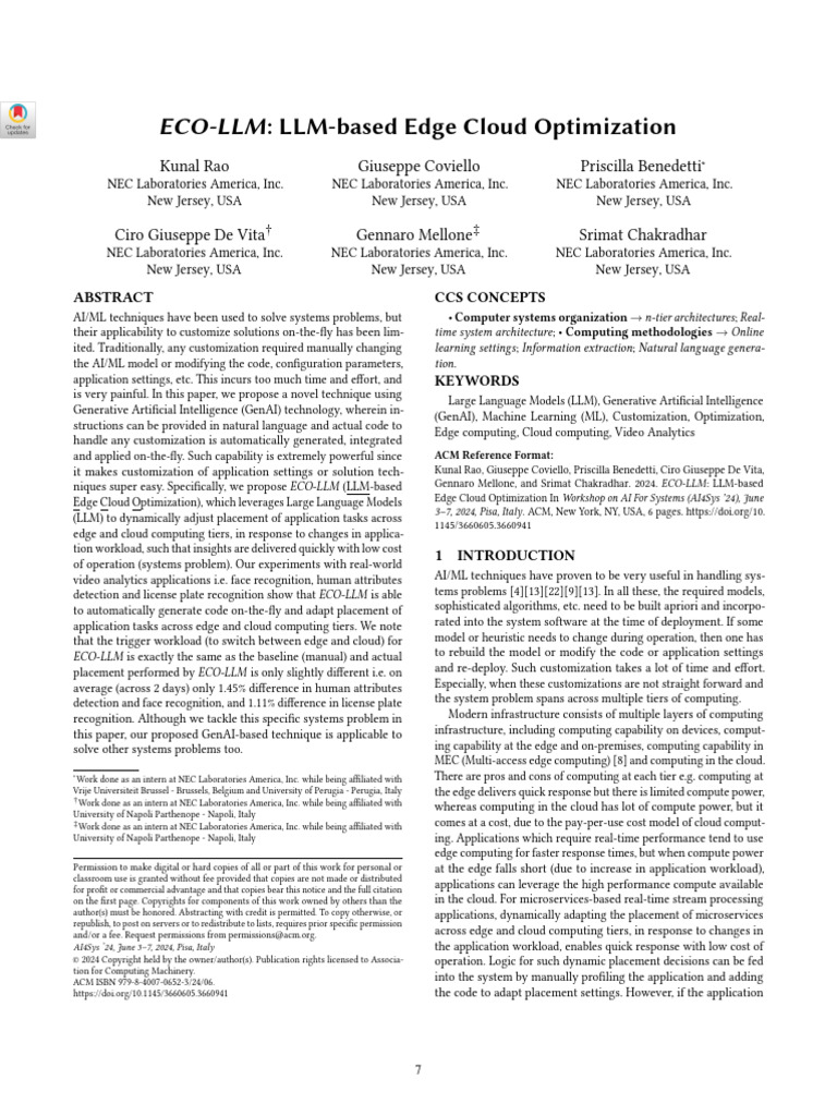 ECO-LLM LLM-based Edge Cloud Optimization | PDF | Artificial ...