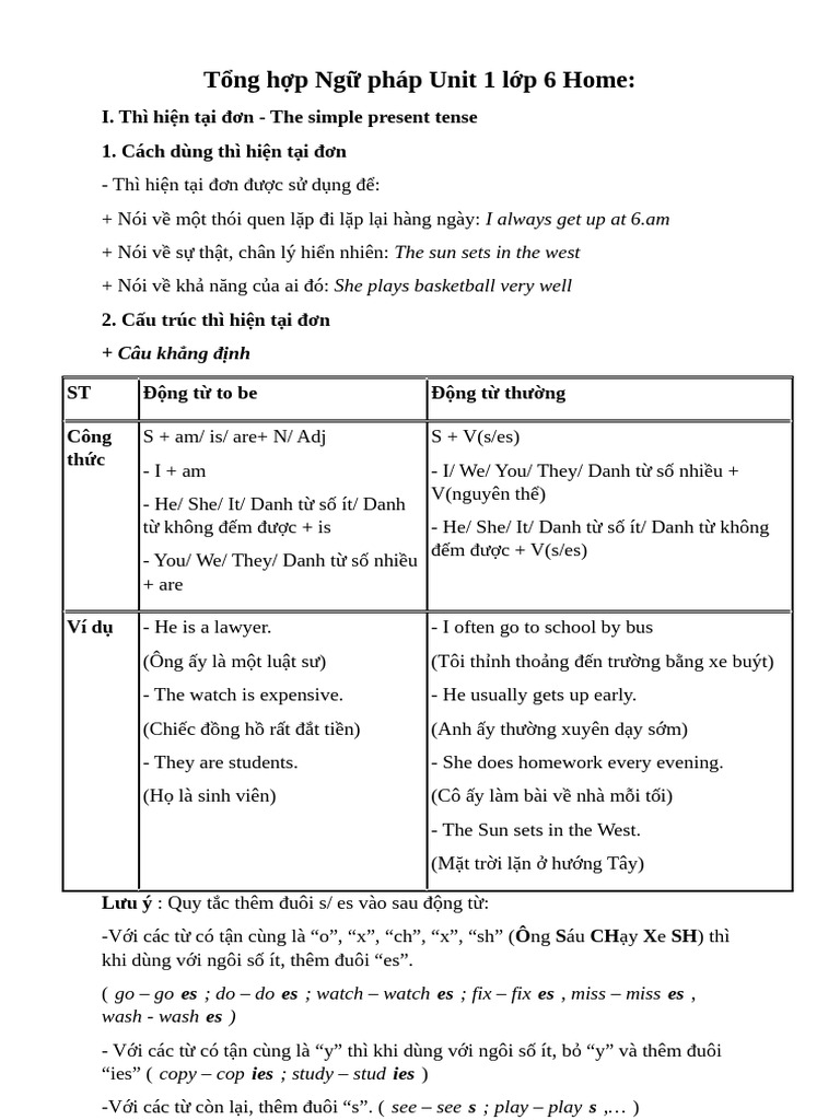 NG Pháp Unit1 | PDF