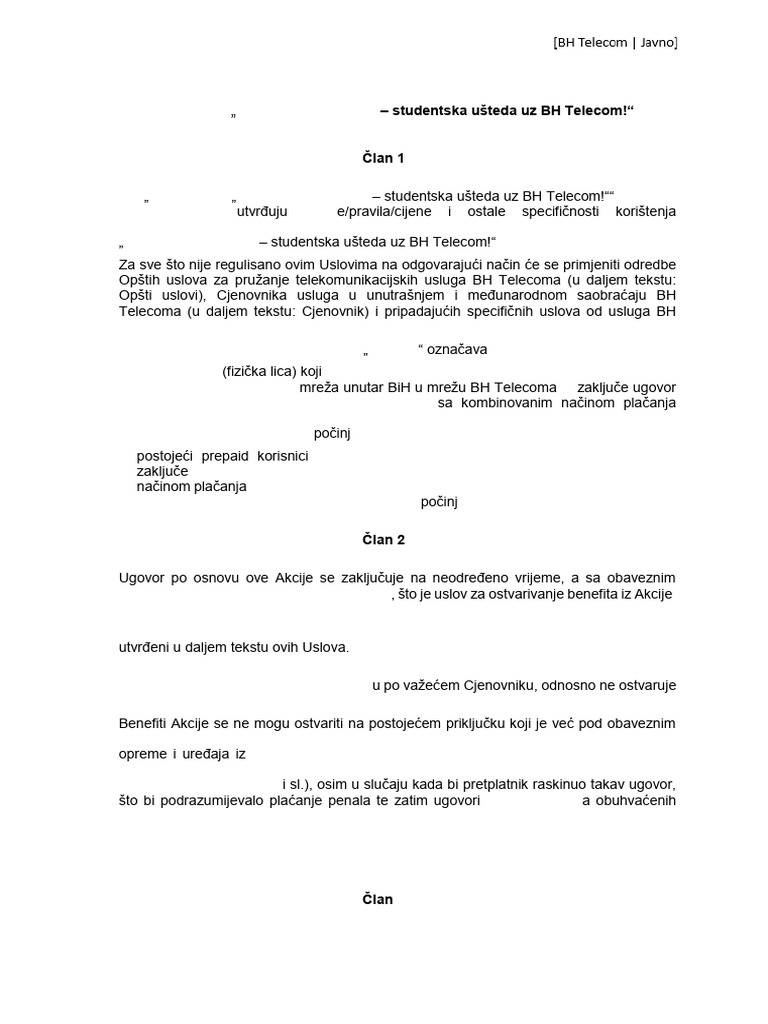Uslovi Akcije Student | PDF